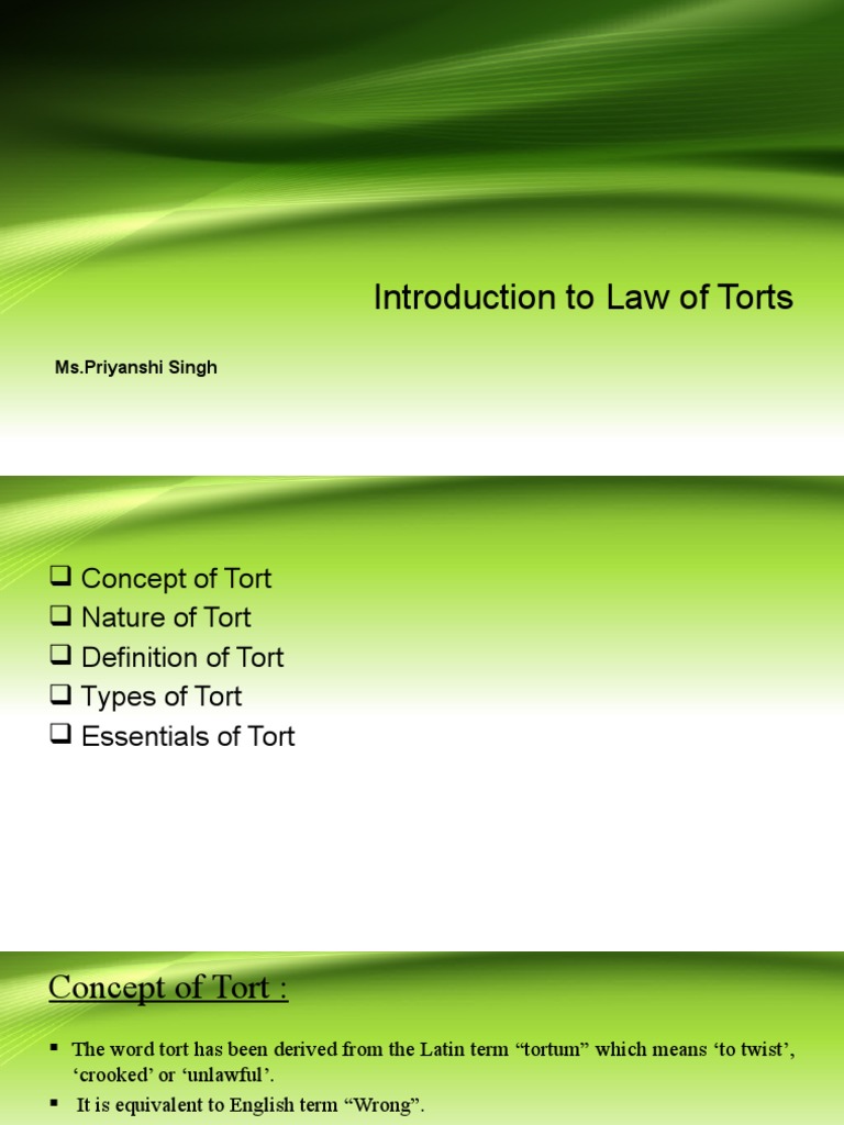Introduction To Law of Torts | Download Free PDF | Tort | Damages