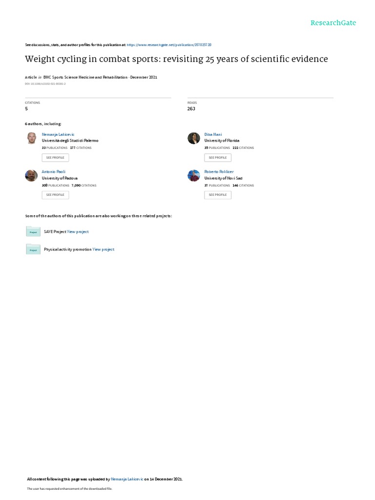 Weight Cycling in Combat Sports | PDF | Creative Commons License ...