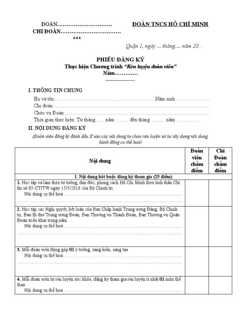 Mau - Dang Ki Ren Luyen Doan Vien. | PDF