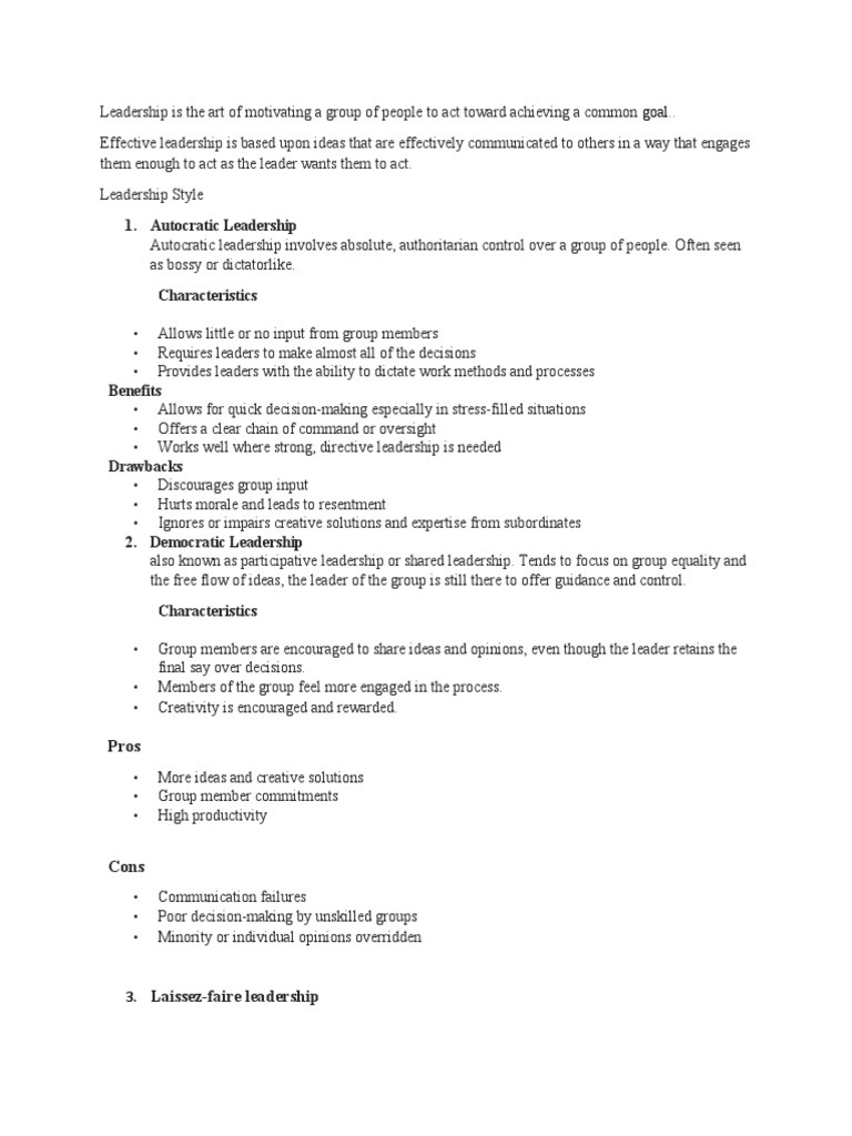 Leadership Styles | PDF