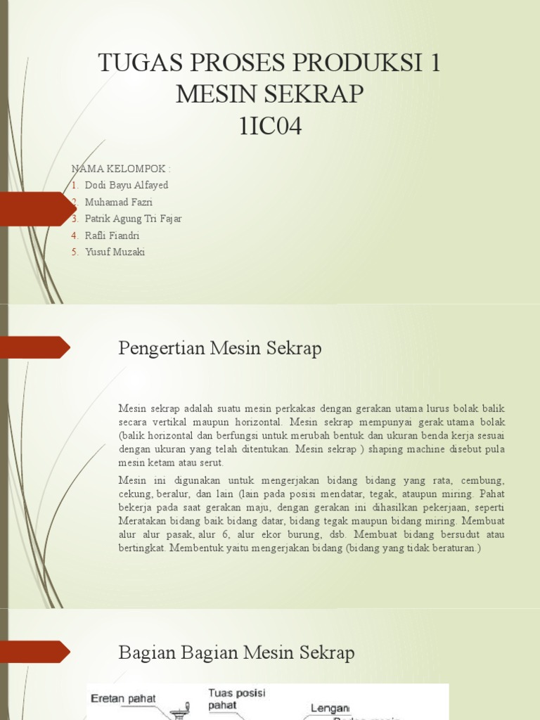 Mesin Sekrap dan Fungsinya | PDF