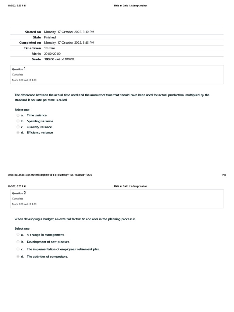 Midterm Quiz 1 - Attempt Review | PDF Midterm Quiz 1 - Attempt Review | PDF