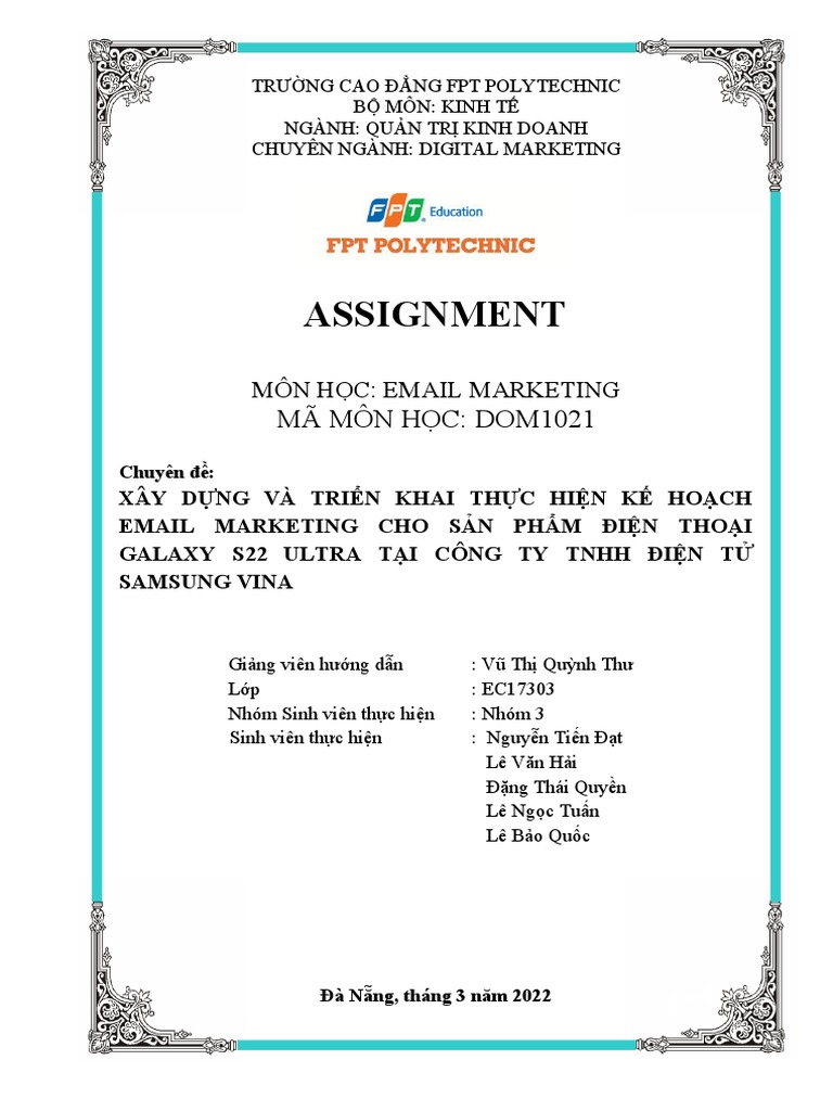 Assignment Email Marketing - Nhóm 3 | PDF