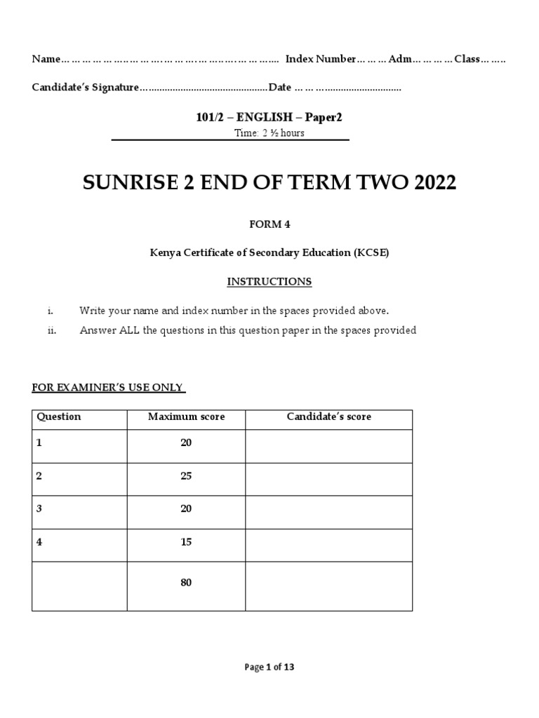 101 English PP2 QS | PDF