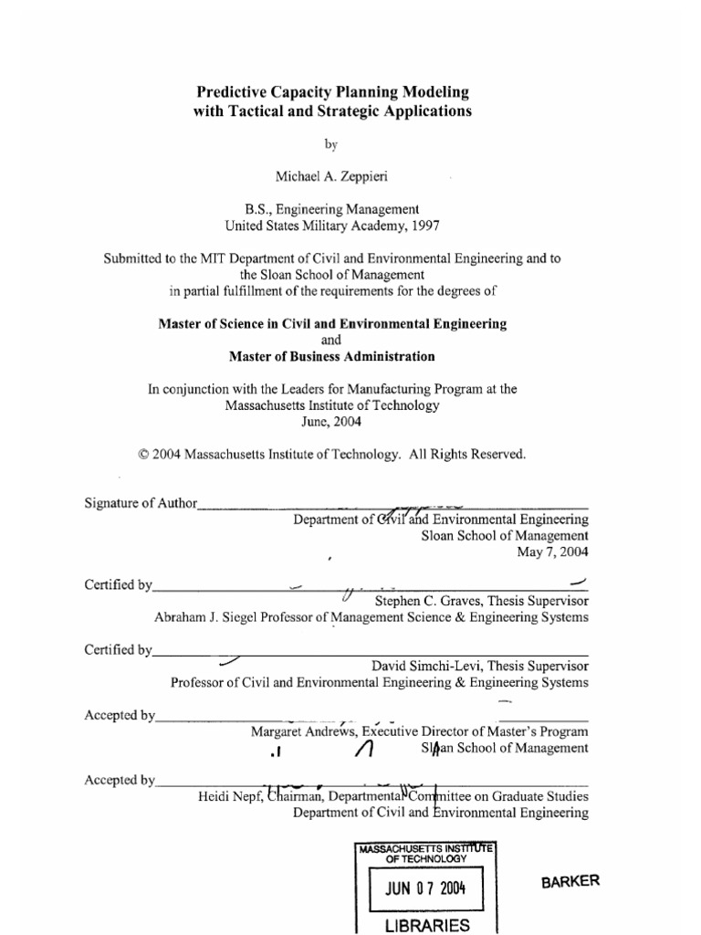 Predictive Capacity Planning Modeling With Tactical and Strategic ...