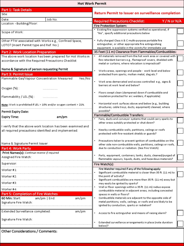 Hot Work Permit | Download Free PDF | Industrial Processes | Materials
