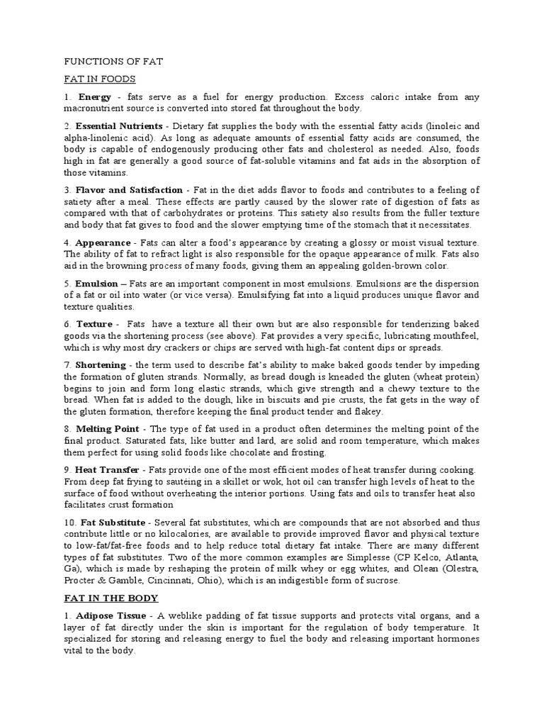 Functions of Fat | PDF | Fat | Cell Membrane