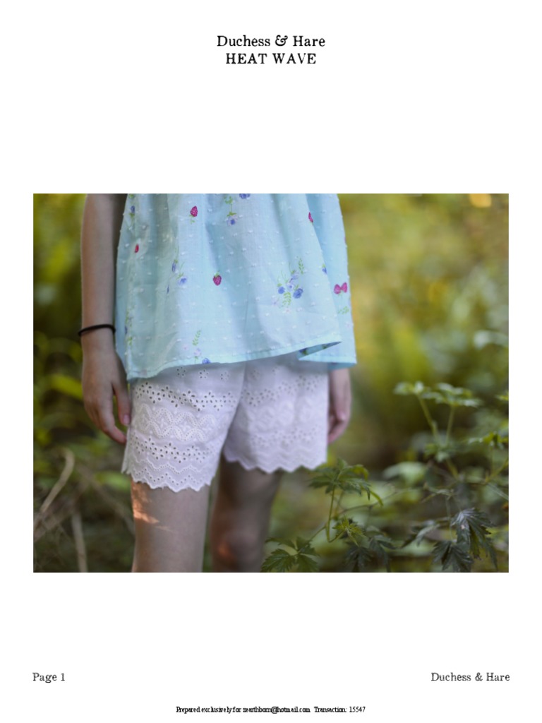 Sewing Pattern - Childrens Woven Shorts | PDF | Seam (Sewing) | Textiles