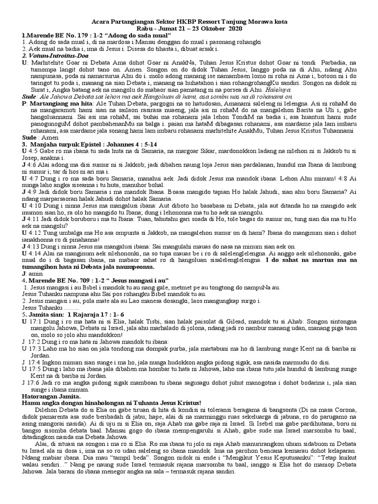 Acara Partangiangan Sektor HKBP Ressort Tanjung Morawa Kota | PDF