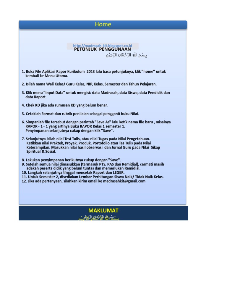 Aplikasi Raport K-13 Tahun 2018-2019 Kelas 1 C | PDF