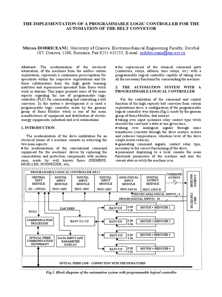 The Implementation Of A Programmable Logic Controller For The Automation Of The Belt Conveyor