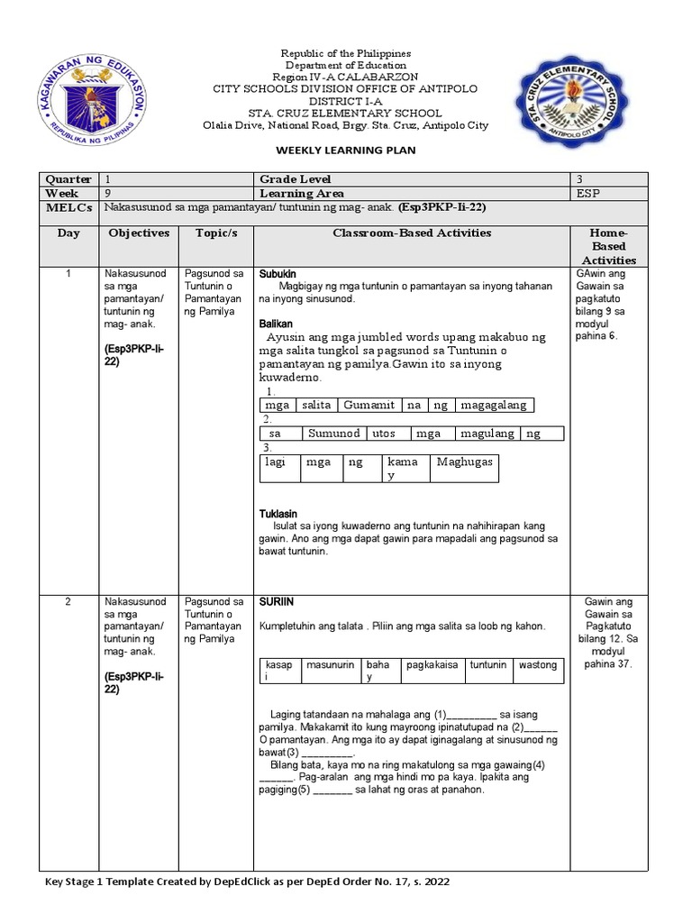 WLP Edukasyon Sa Pagpapakatao Week 9 | PDF