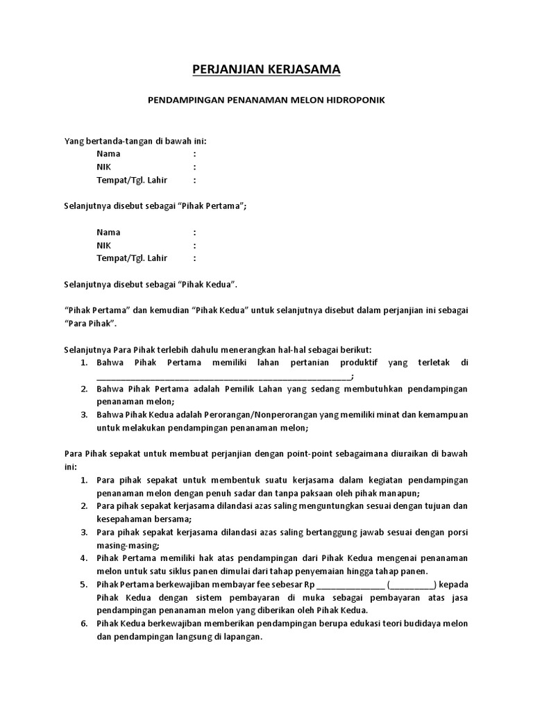 Draft Perjanjian Kerjasama Pendampingan | PDF