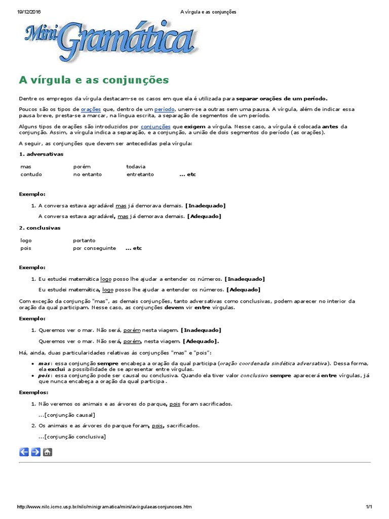 Uso da Vírgula com Conjunções | PDF | Linguística