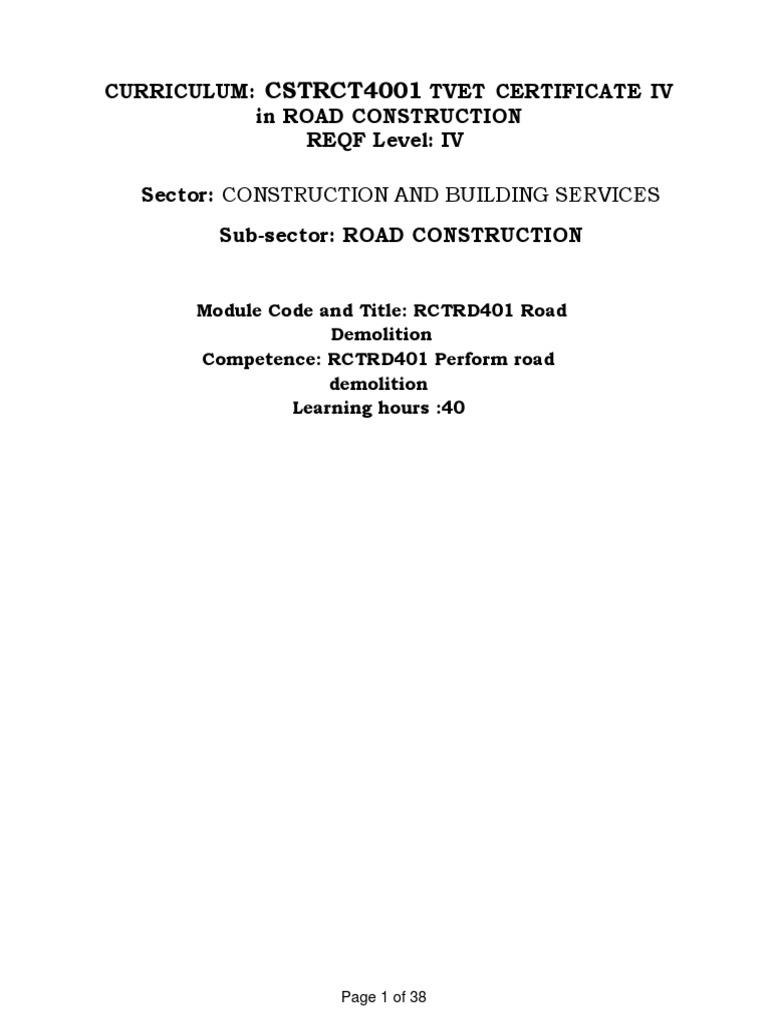 Level4 - Road Construction - Road Demolution | PDF | Road Surface | Electronic Waste