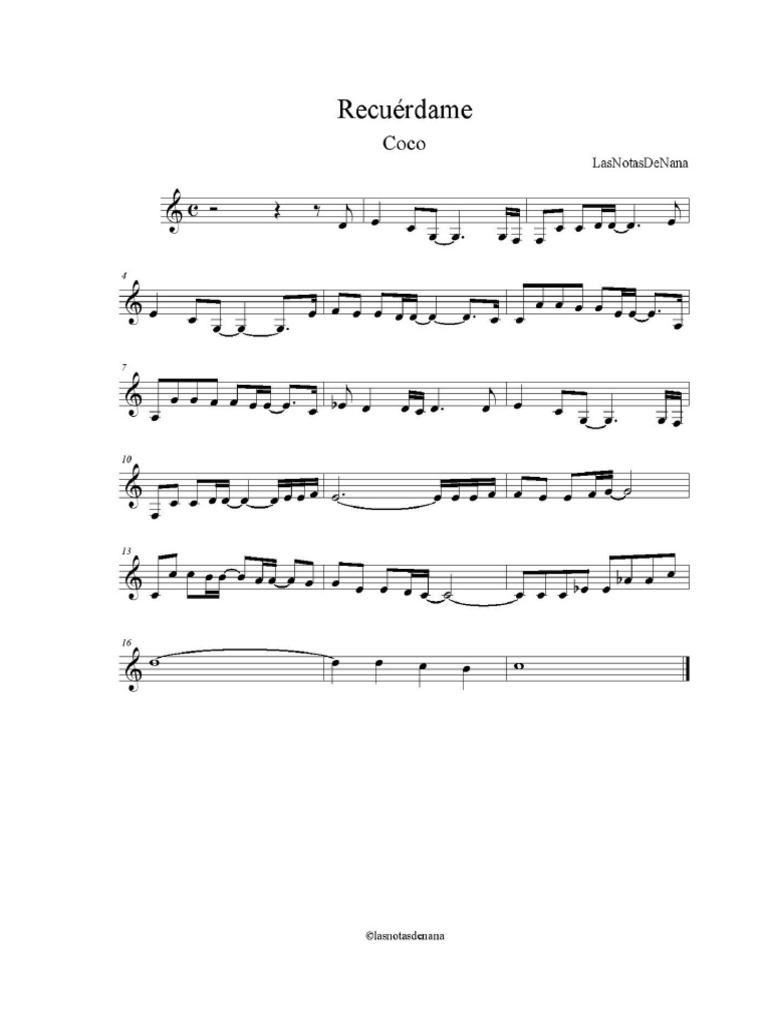 Coco (BSO) Recuérdame - Voz | PDF