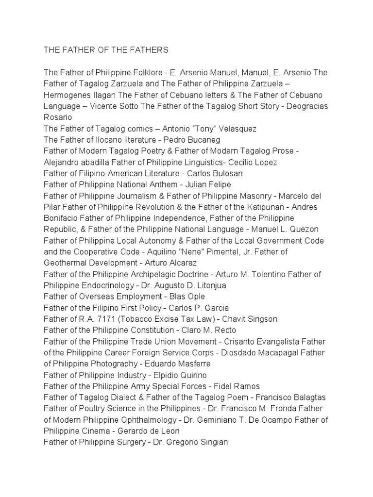 The Father of The Fathers | PDF | Philippines | Tagalog Language