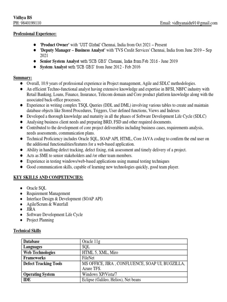 BS Vidhya Resume | PDF | Computer Science | Software Development