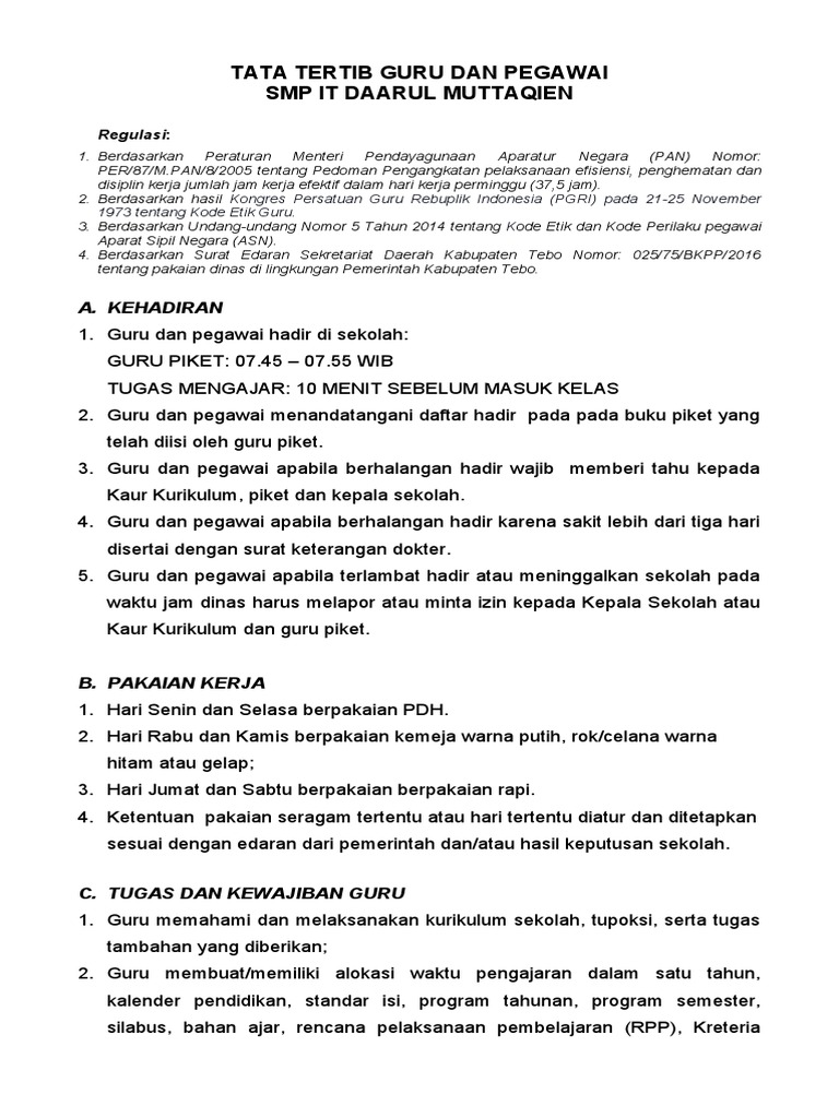 Tata Tertib Guru | PDF | Karier & Perkembangan | Gaya Hidup