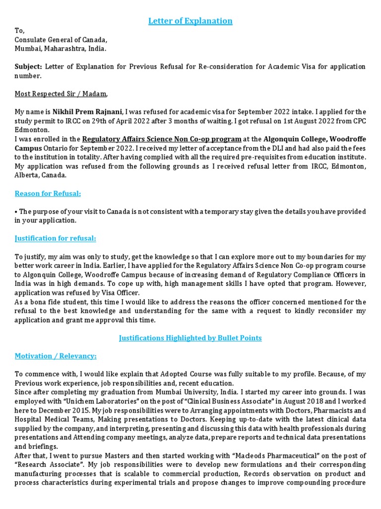 Letter of Explanation | PDF | Cost Of Living | Pharmacy