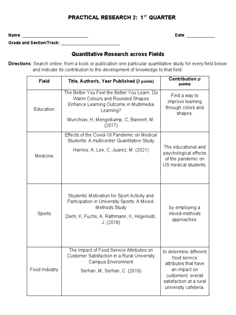 PR2-Q1 - WS - Quantitative Research Across Fields | PDF | Quantitative ...