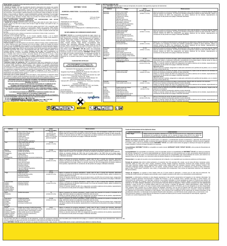 Etiqueta Vertimec | PDF | Cosecha | Agua