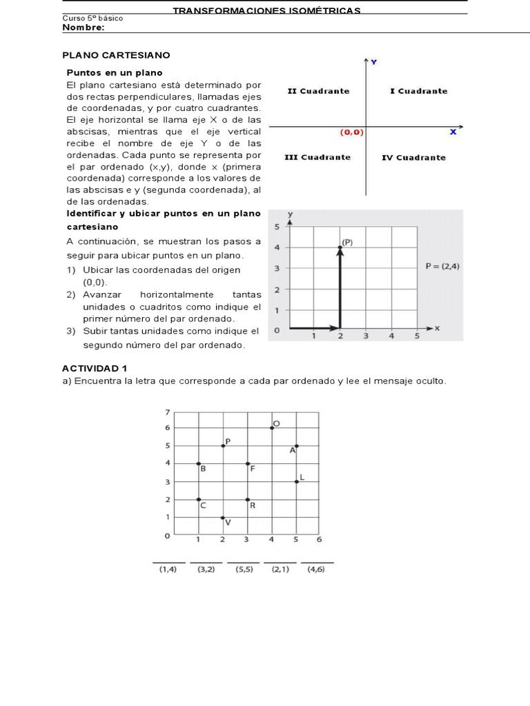 Guía de Transformaciones Isométricas 5º Básico | PDF | Sistema de ...