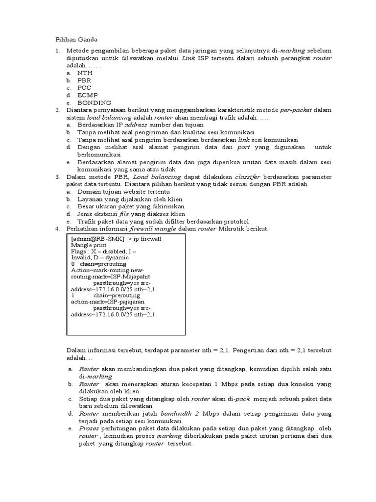 Soal Jaringan dan Proxy Server | PDF