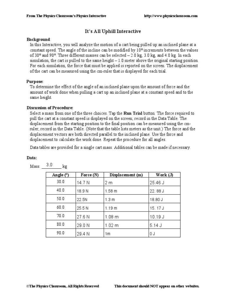 Its All Uphill | PDF | Force | Potential Energy