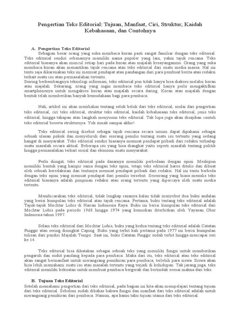 Memahami Teks Editorial dan Strukturnya | PDF