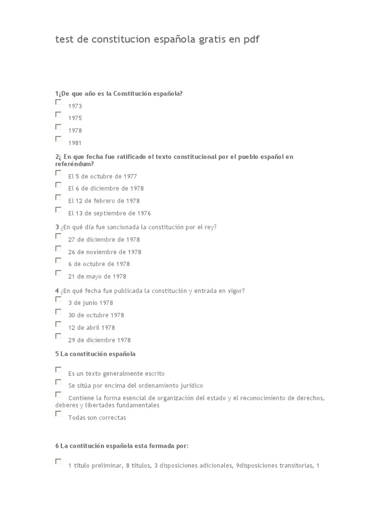 Test Gratis Ce 1978 Pdf Gobierno Justicia