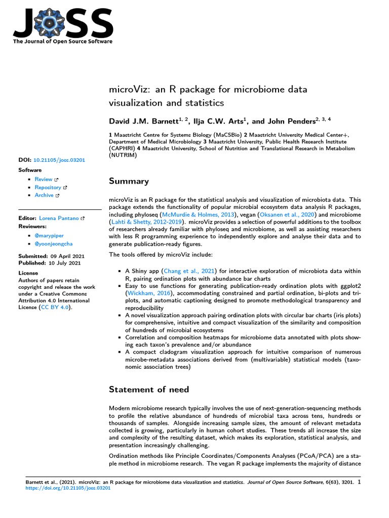 Microviz An R Package For Microbiome Data Visualiz | PDF | Statistics ...