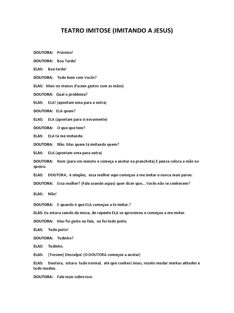 Teatro Imitose (Imitando Jesus) | PDF | Jesus
