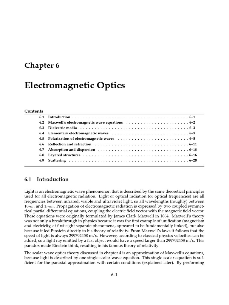 Electromagnetic Optics Basics | PDF | Dispersion (Optics ...