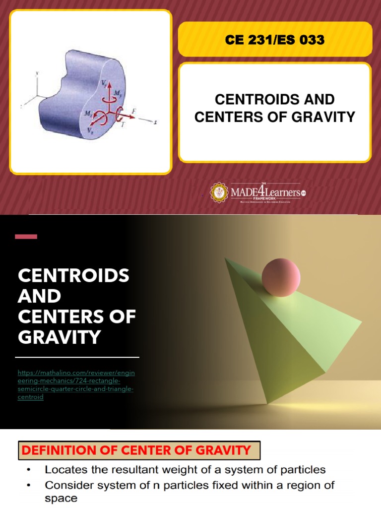 Centroids & Gravity Centers Guide | PDF