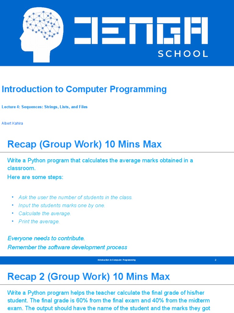 Lecture 4 Sequences Download Free Pdf Computer File String Computer Science