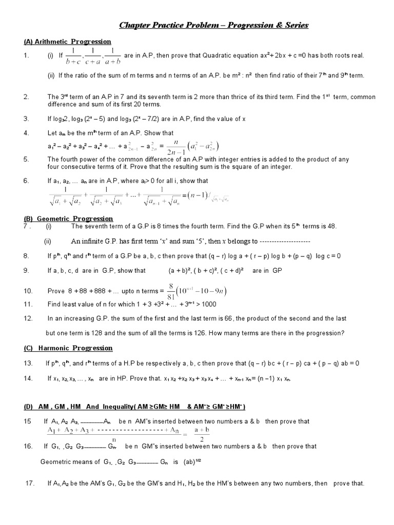 CPP Progression and Series smc-1 | PDF | Logarithm | Elementary Mathematics