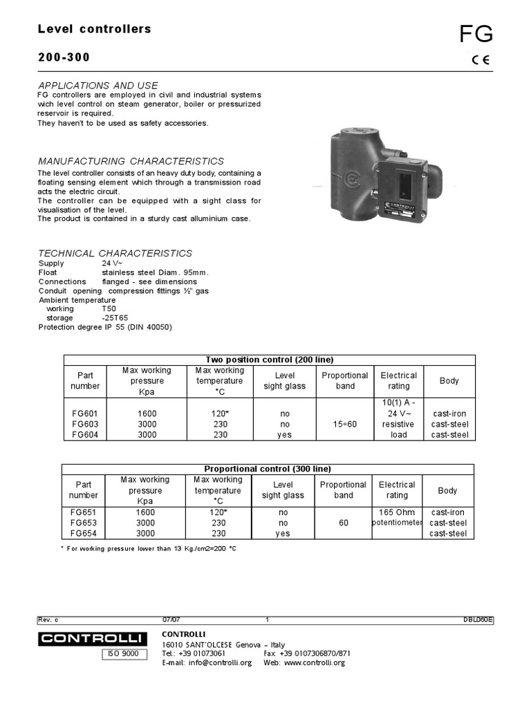 FG600 Datasheet | PDF | Valve | Pipe (Fluid Conveyance)