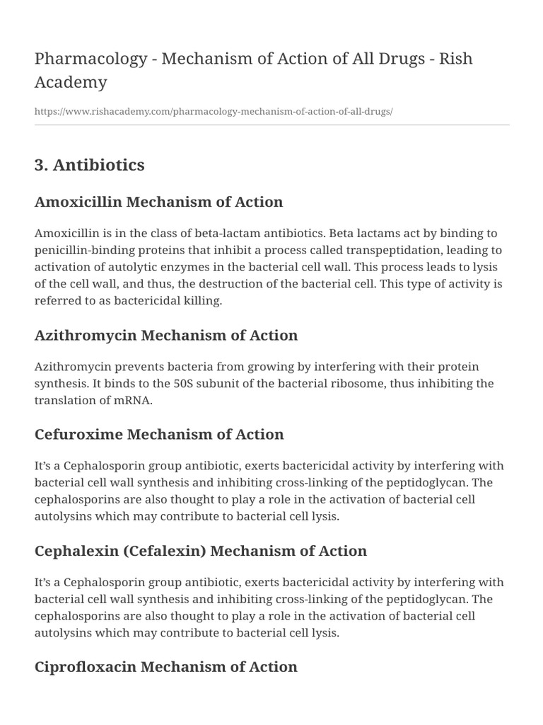 Antibiotics: Mechanisms of Action Explained | PDF | Ribosome | Bacteria