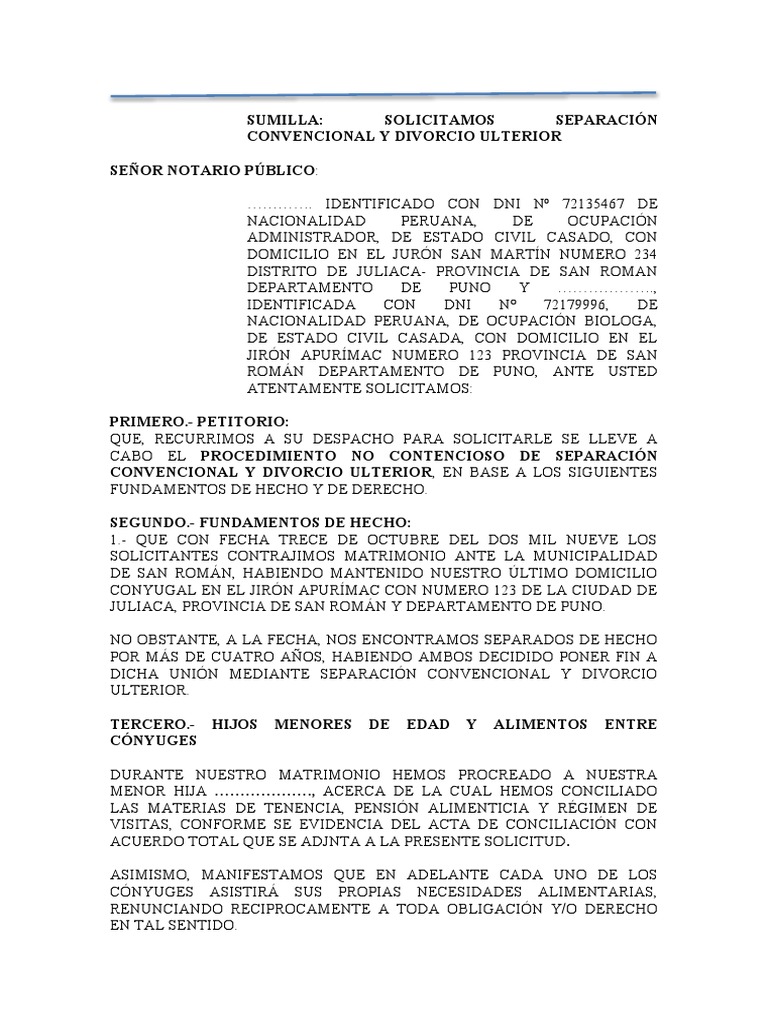 Solicitud de Divorcio. | PDF | Divorcio | Propiedad de la comunidad