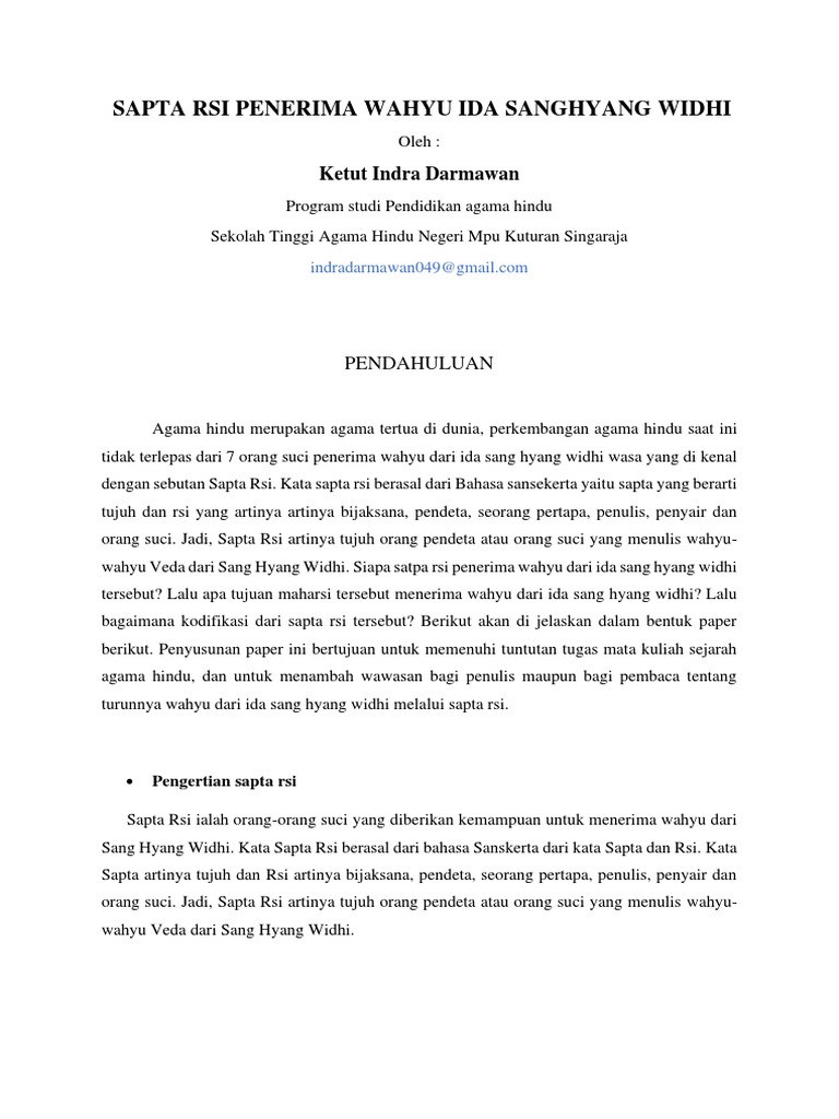 Tugas Sapta Rsi Penerima Wahyu Ida Sanghyang Widhi - Ketut Indra ...