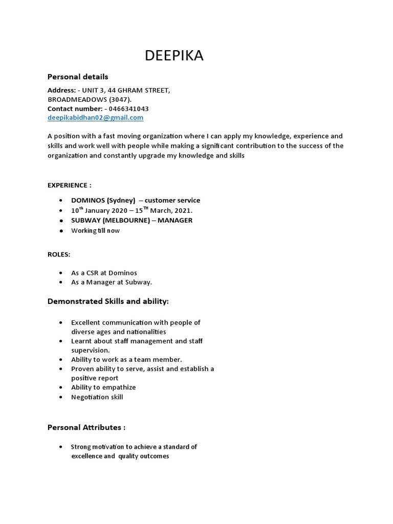 Deepika Resume | PDF