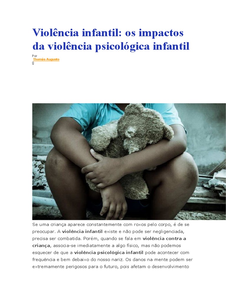 Violência Infantil Pdf Violência Doméstica Abuso Infantil