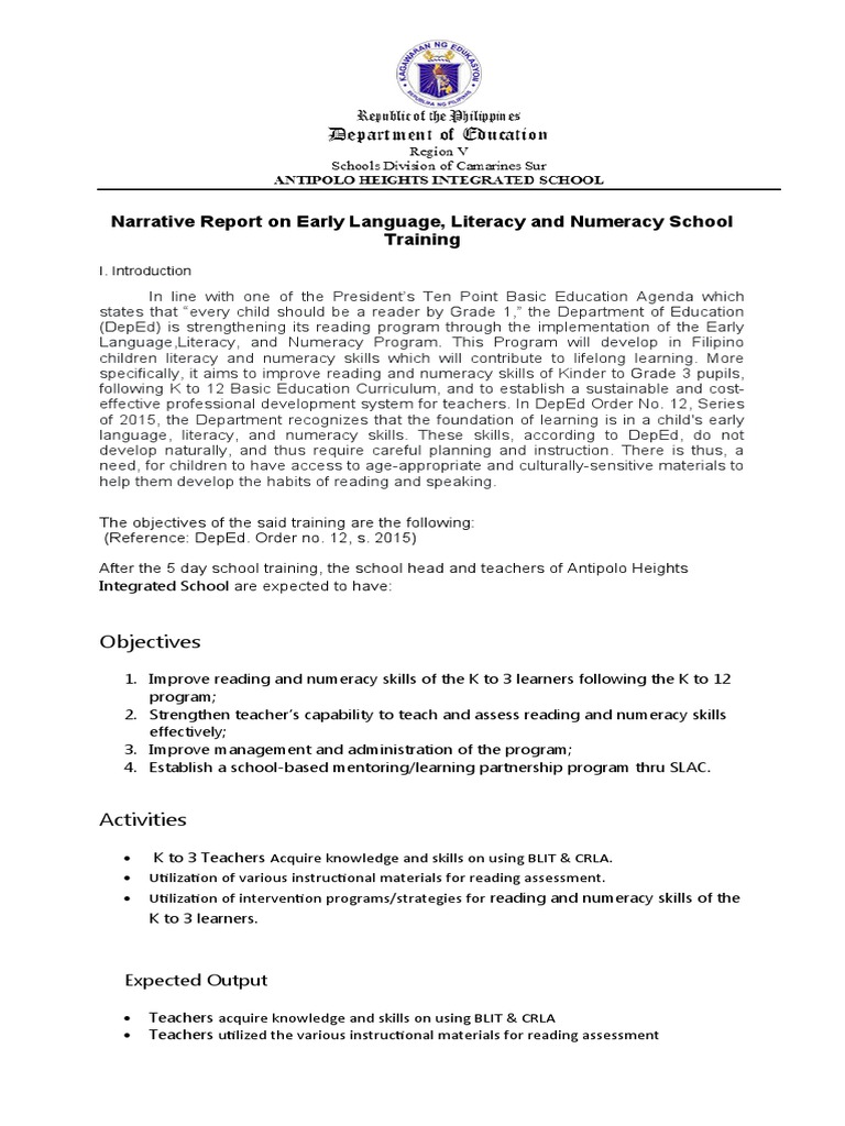 ELLN Program Training Report | PDF | Literacy | Teachers