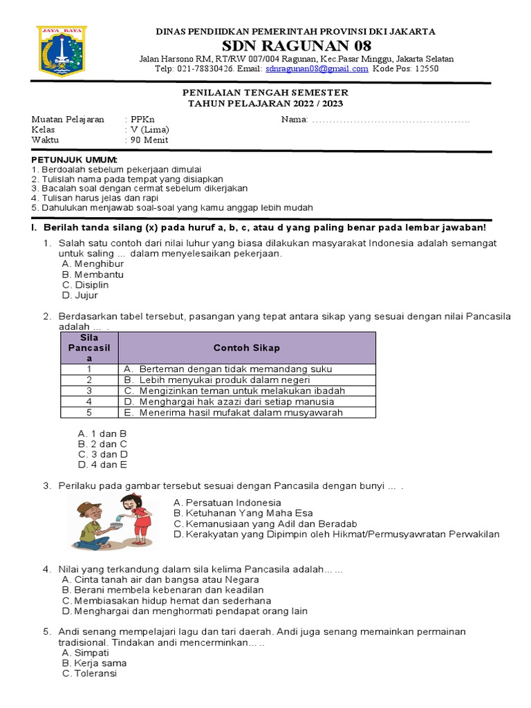PTS PPKN Kelas 5 | PDF | Olahraga & Rekreasi