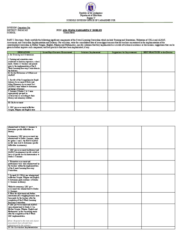 8-Week Learning Recovery Curriculum Review | PDF | Curriculum | Learning