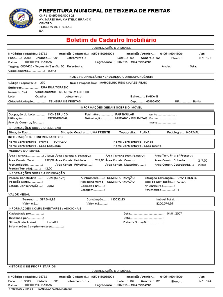WEB - Boletim de Cadastro Imobiliário PDF | PDF | Geografia | Cartografia