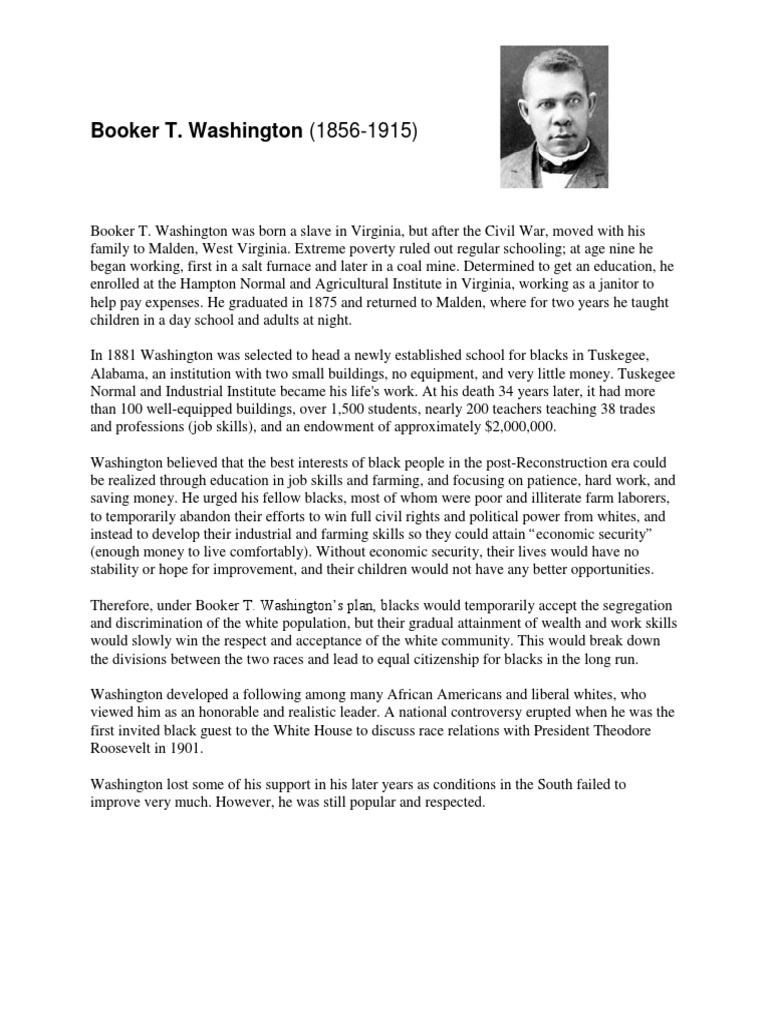 BookerTWashingtonvsWEBDuBois Compare and Contrast | PDF | W. E. B. Du ...