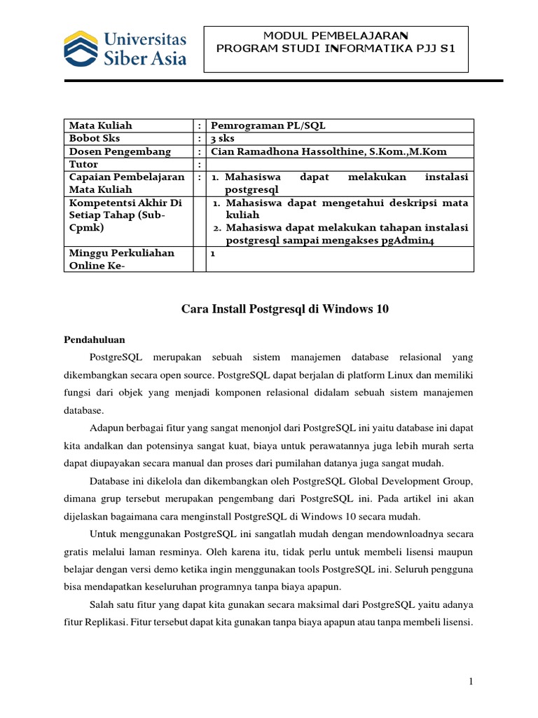 Install Postgresql di Windows | PDF