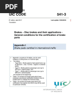 UIC 541-3 Brake Pad Certification Guide | PDF | Brake | Transportation ...